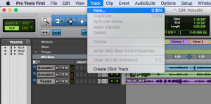 How to create a new track in Pro Tools First (for audio, midi, aux etc.)
