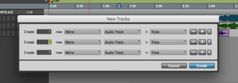 How to create a new track in Pro Tools First (for audio, midi, aux etc.)