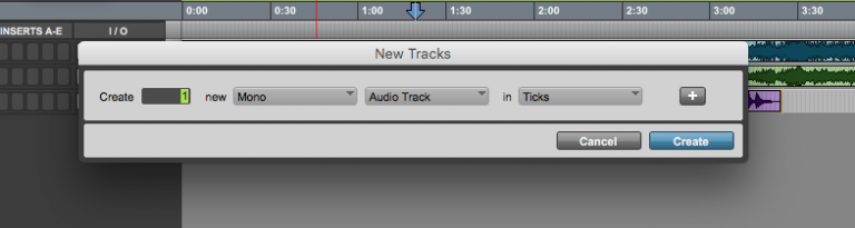 How to create a new track in Pro Tools First (for audio, midi, aux etc.)